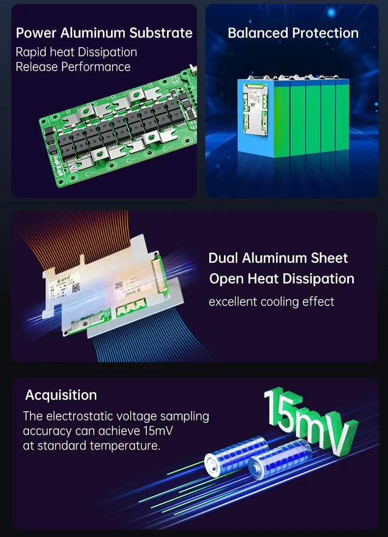 JBD Smart BMS 7S до 17S 60A 80A 100A LiFePo4 Система управления литий ...