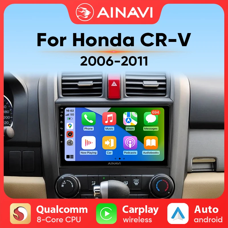 자동차 라디오 멀티미디어 플레이어 혼다 CR V 3 RE CRV 2007 2011 Carplay 안드로이드 자동 Qualcomm 스테레오 4G wifi DSP 48EQ ...