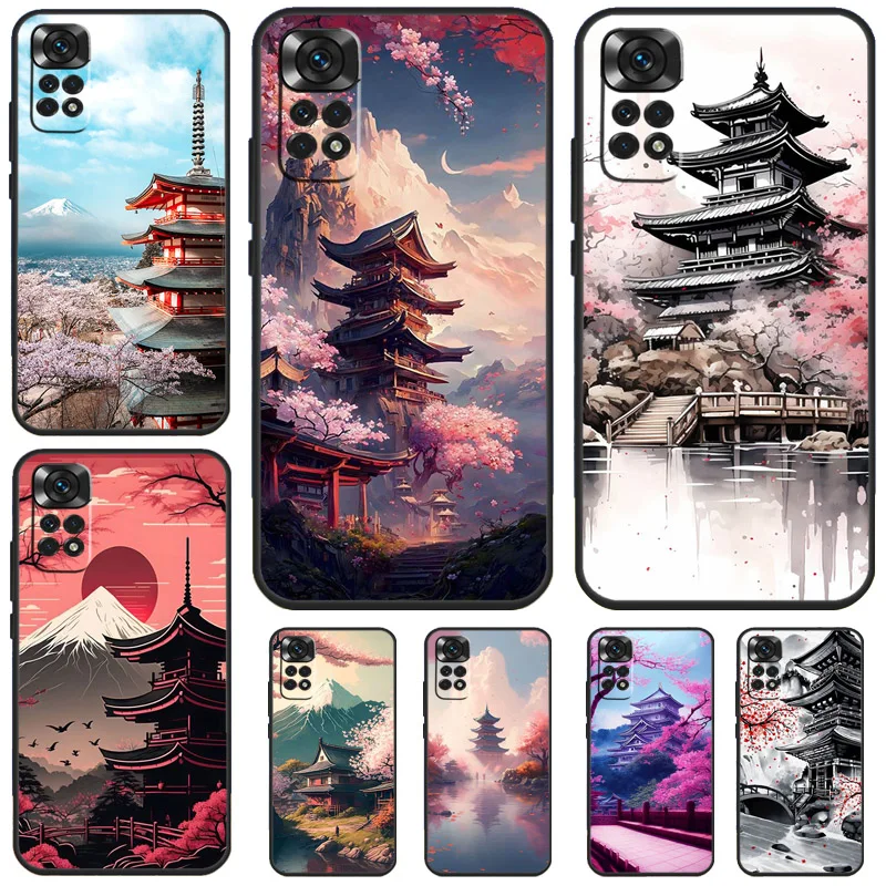 Japanese-Art-Temple-Sakura-Phone-Case-For-Redmi-Note-13-Pro-12-11-10-9 ...