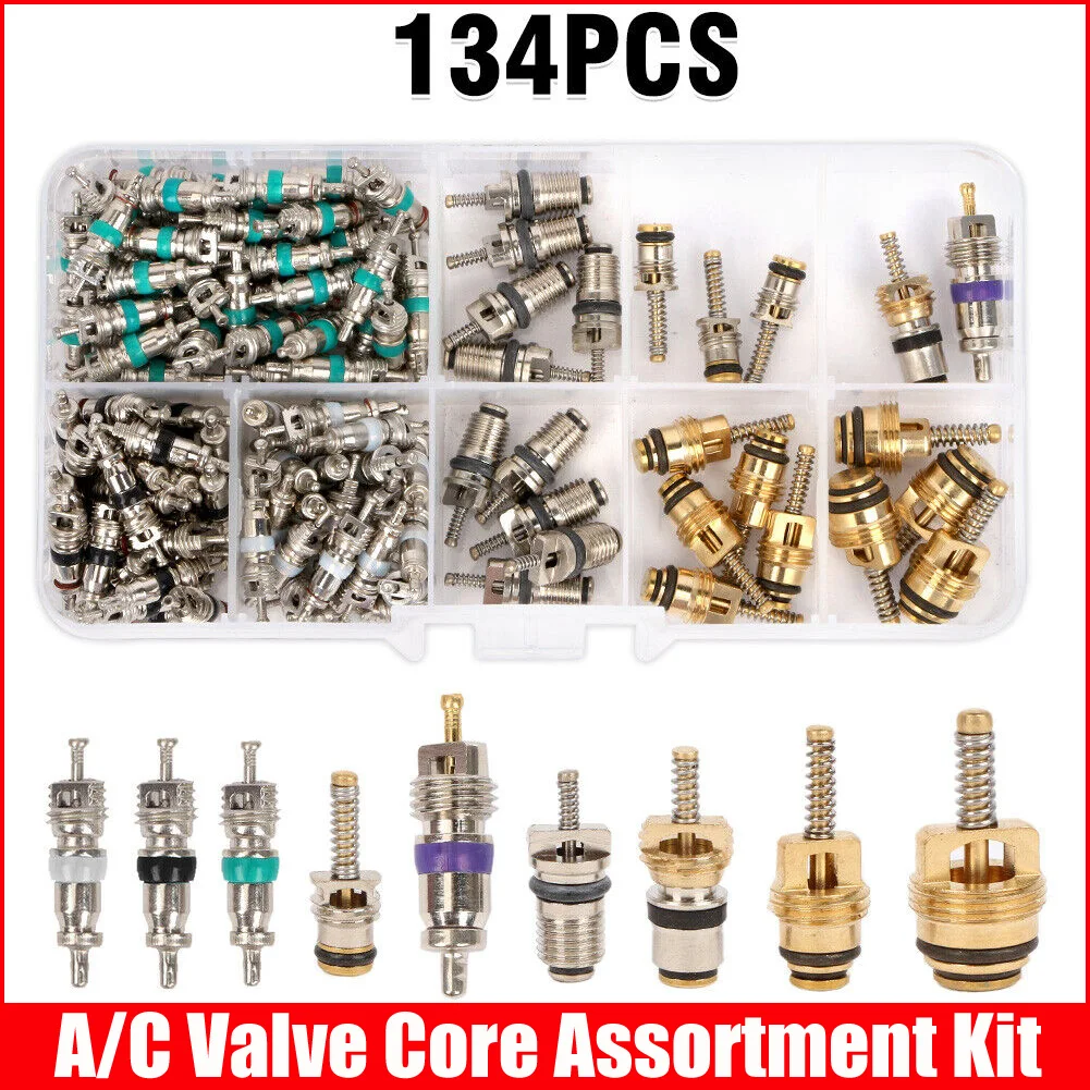 134pcs-Car-Air-Conditioning-Valve-Core-Assortment-Kit-Fit-R134A-For ...