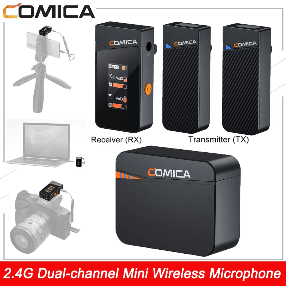 Comica Vimo C1 C2 C3 Sem Fio Lavalier Microfone 2.4g Duplo-canal Mini ...