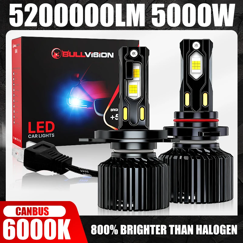 Faros LED H7 H4 de 5000W CANBUS H11 H8 H9 9012 9006 9005 Turbo con ...