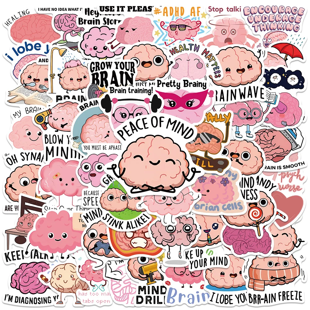 50PCS-Funny-Pink-Brain-Cute-Cartoon-Graffiti-Stickers-Vinyl-DIY-for ...