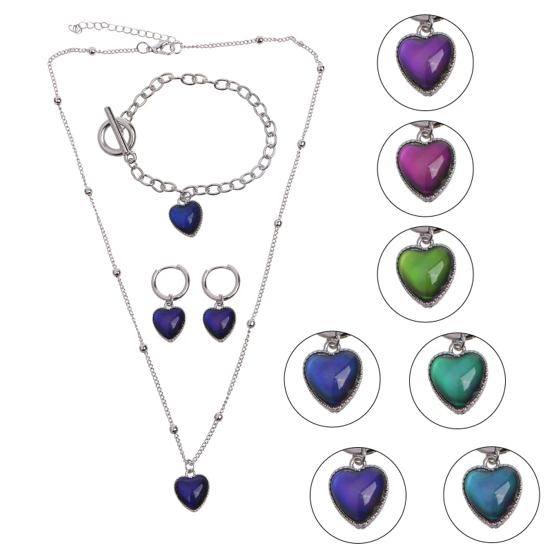 Mood Necklace Color Change Mood Heart Necklace For Lover Women Jewelry ...