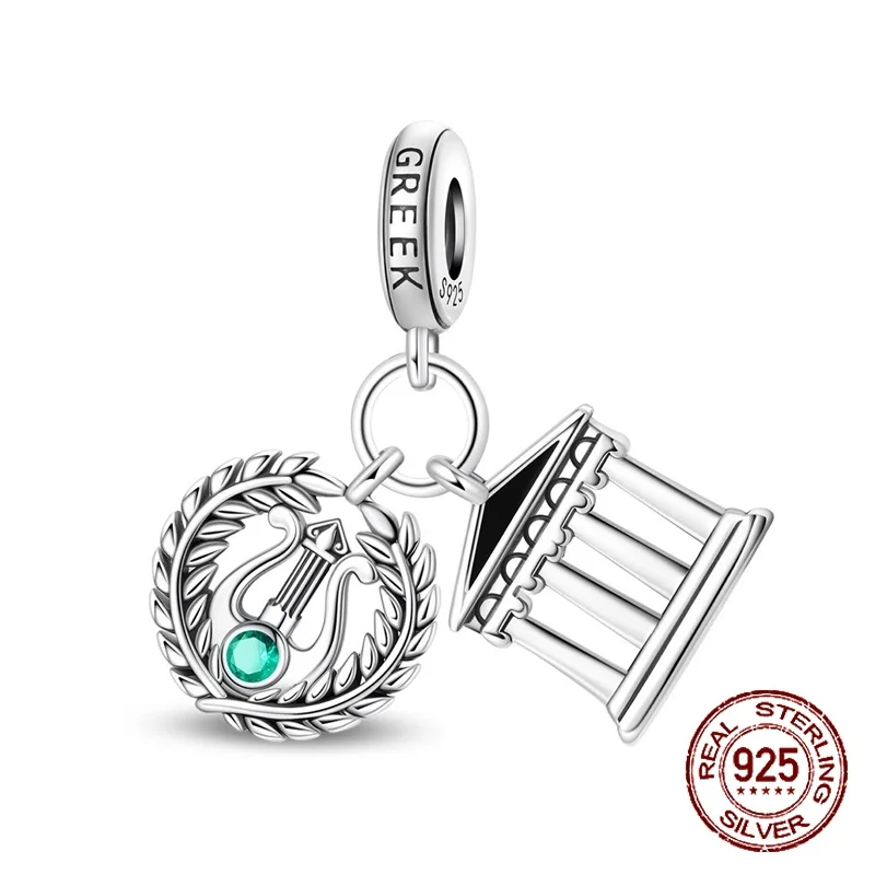 925 Sterling Silver Ancient Greek Architecture Parthenon Harp Pendant ...