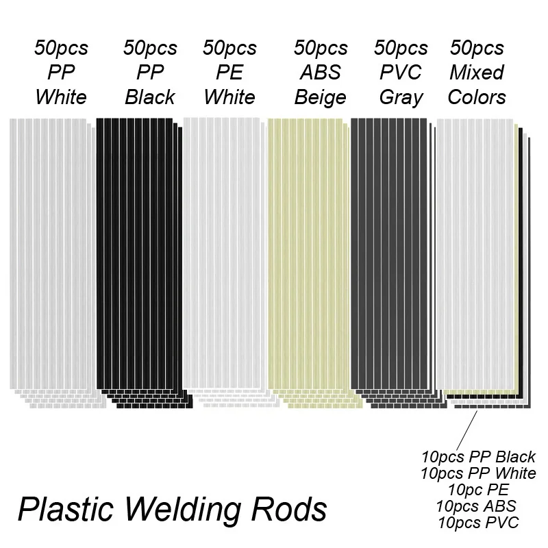 BAGUETTE TIG,50pcs Rod PVC--Jeu de tiges de soudage en plastique ABS PP PVC PE, 50 pièces ...