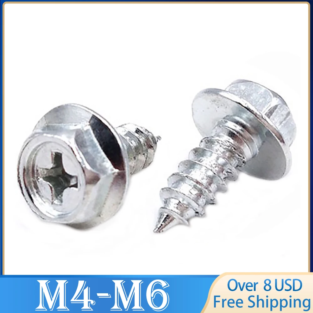 5 -10 pcs 304 Stainless Steel Self-Tapping Phillips Hex Screw Cross ...