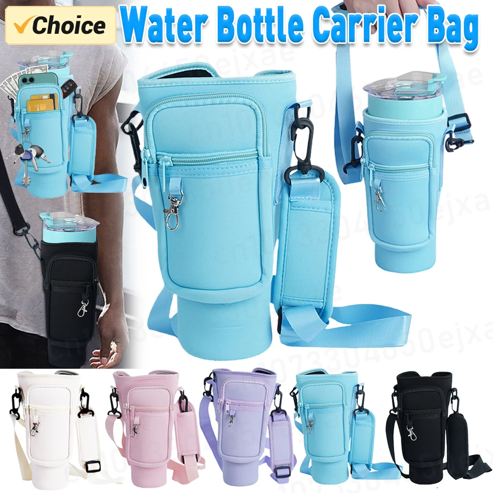 Soporte-de-botella-de-agua-de-neopreno-con-bolsillo-para-tel-fono-para ...