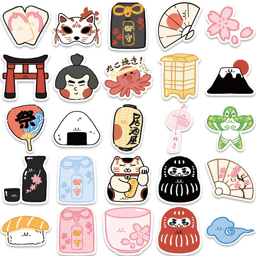 Japanese Sticker Set - 50Pc Peace Amulets & Carp Streamers