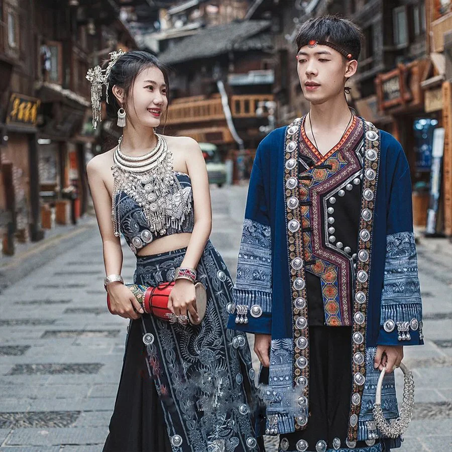 Minority Group Miao Ethnic Fashion Couple Lovers' Costume Sets Male ...