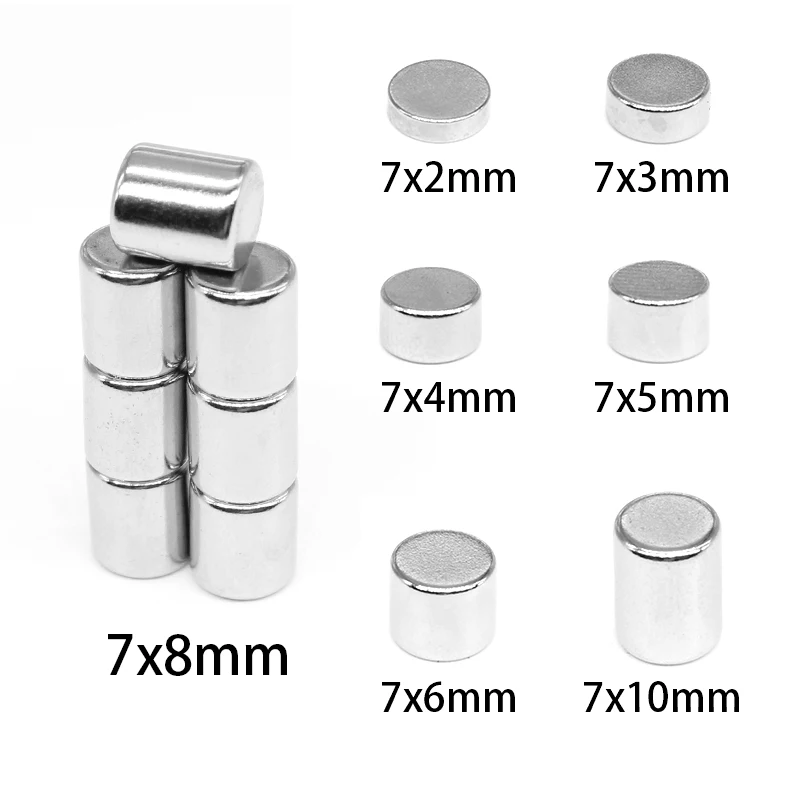 100pcs 7x4 7x5 7x6 7x7mm Small Round Search Magnet N35 Strong Cylinder ...