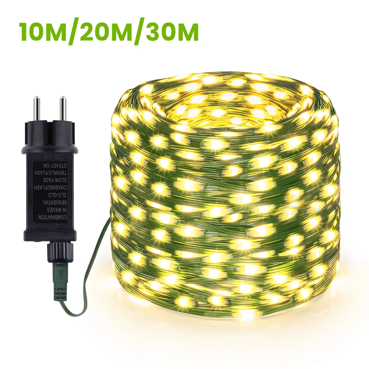 10/20/30M LED String Lights Leather Wire Light Waterproof Garland Fairy ...
