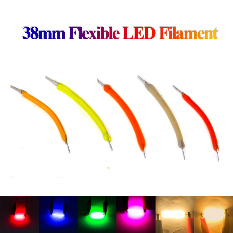 38mm 3V Edison Bulb LED Filament Cob Flexible Lamp Parts Partial Led ...