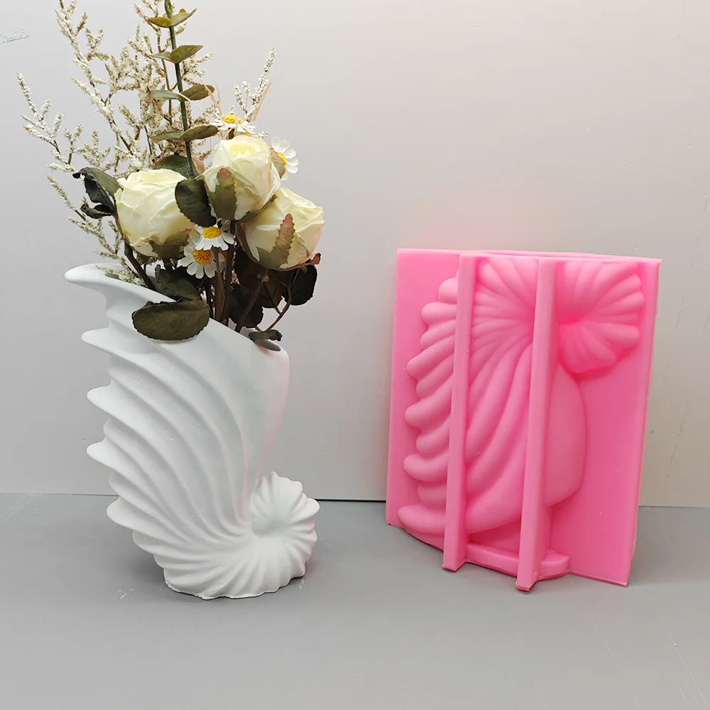 3D-Large-conch-shaped-vase-epoxy-resin-silicone-mold-shell-conch-vase ...