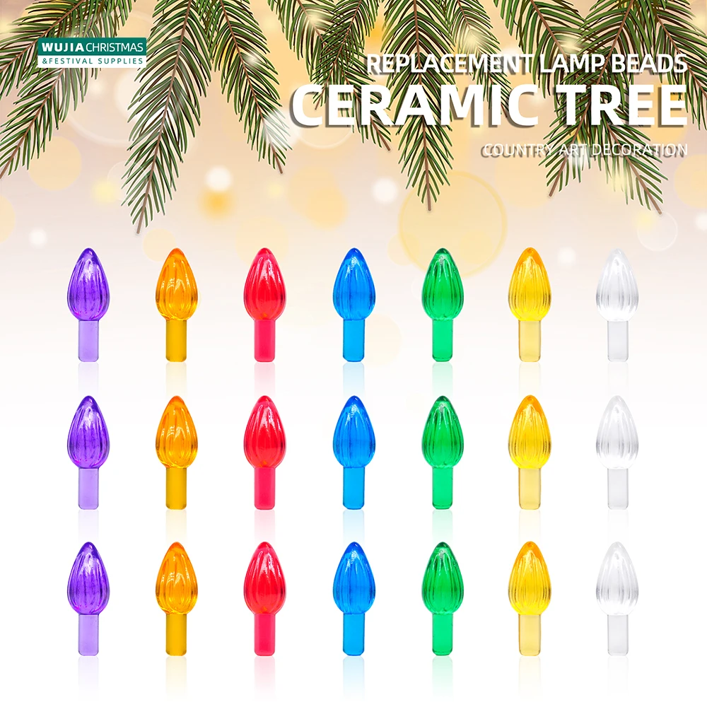 50pcs-Replacement-Plastic-Light-Bulbs-Flame-Shape-Ceramic-Tree ...