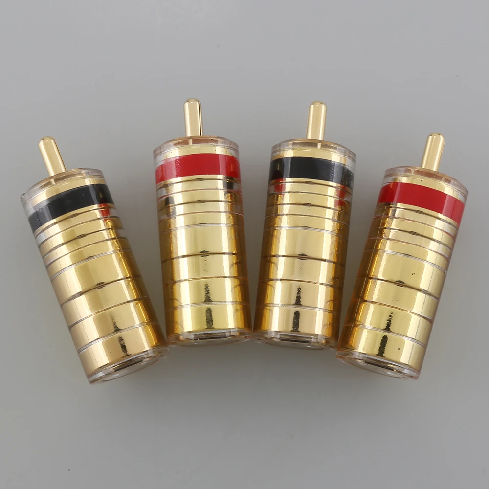 Audiocrast 4/pcs Red copper plated RCA interconnect plug audio cable ...