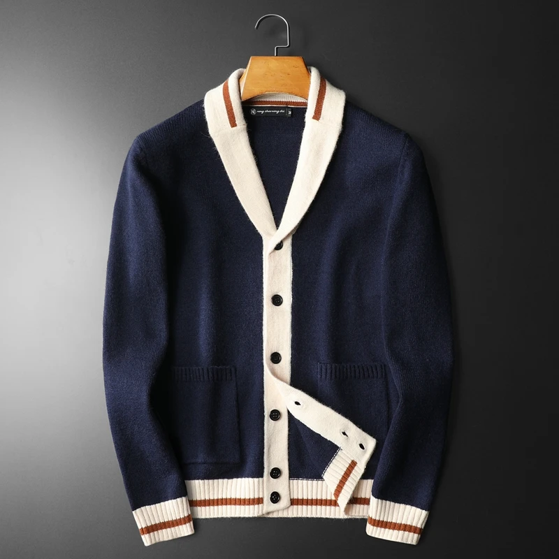 European men's cardigan 2024 autumn and winter new knitted sweater ...