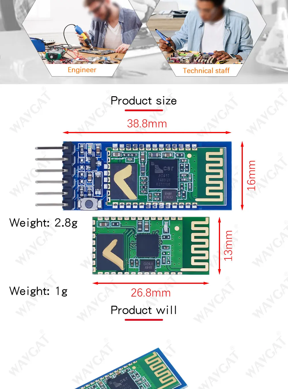 Circuits intégrés,HC-06 SMD--Module Esclave Transmetteur Bluetooth Hc ...