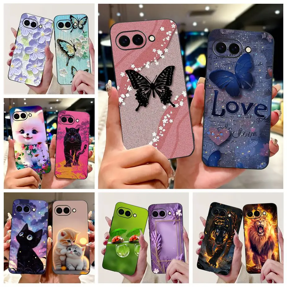 For Google Pixel 9A Case Stylish Butterfly Painted Cover Soft Silicone ...