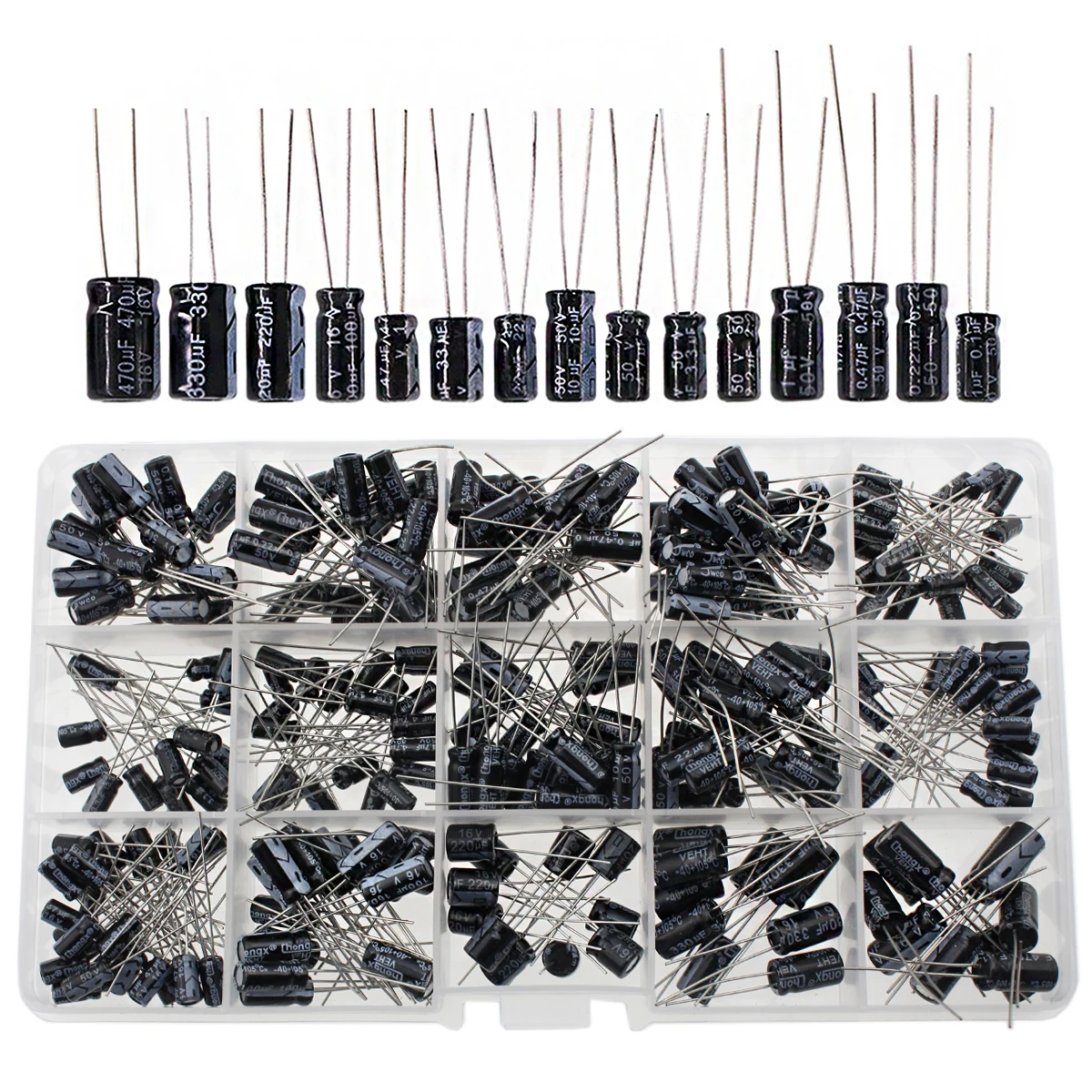 Electrolytic Capacitors Assortment Kit 16V 50V 0.1uf-10uF 22uF 33uF ...