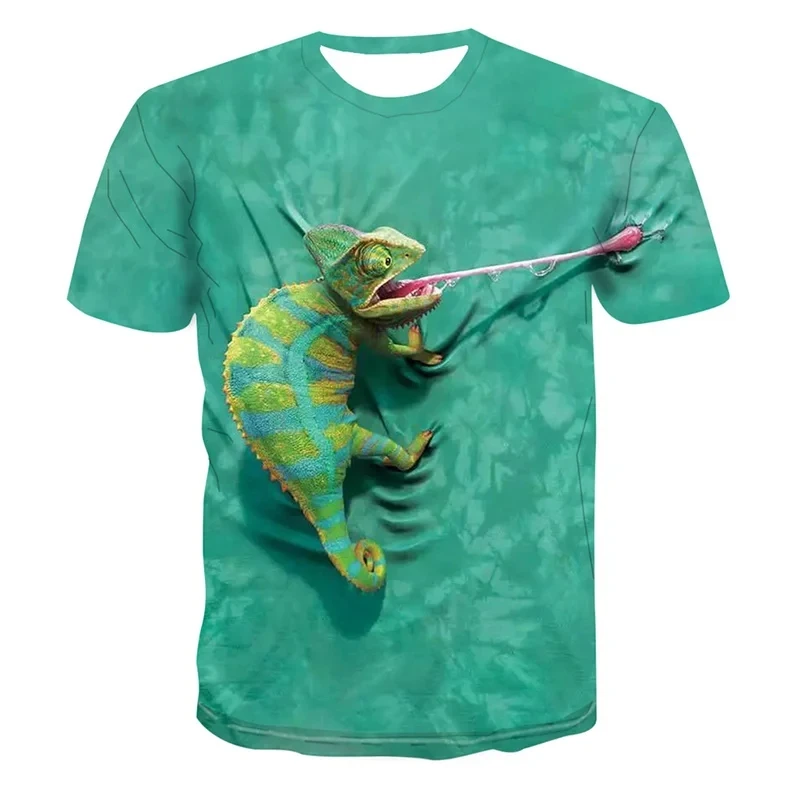 Summer-Hot-Selling-Reptile-Lizard-Pattern-Printed-T-shirt-Fashion ...