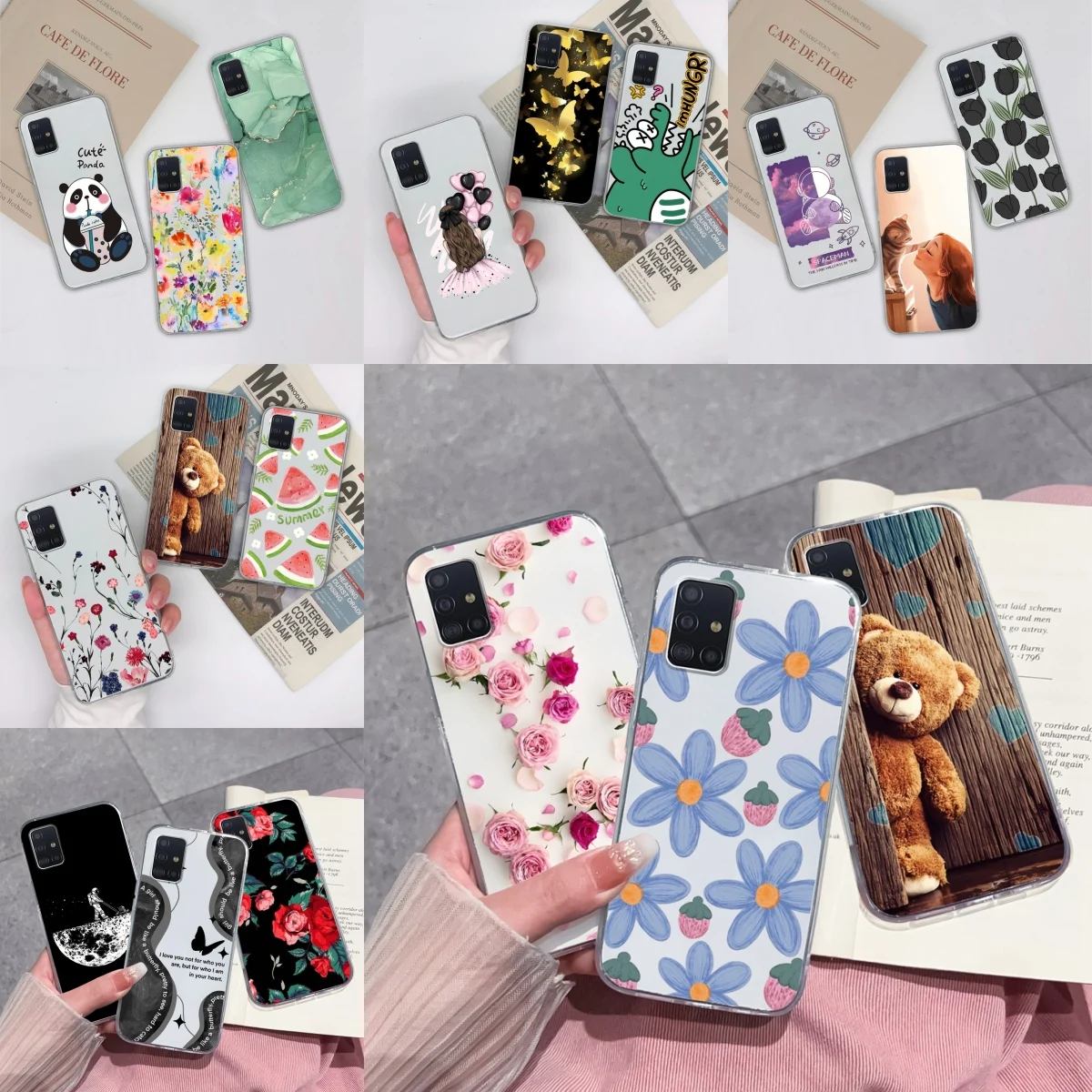 Case For Samsung Galaxy A51 4G 5G Transparent Fashion Cute Pattern Soft ...