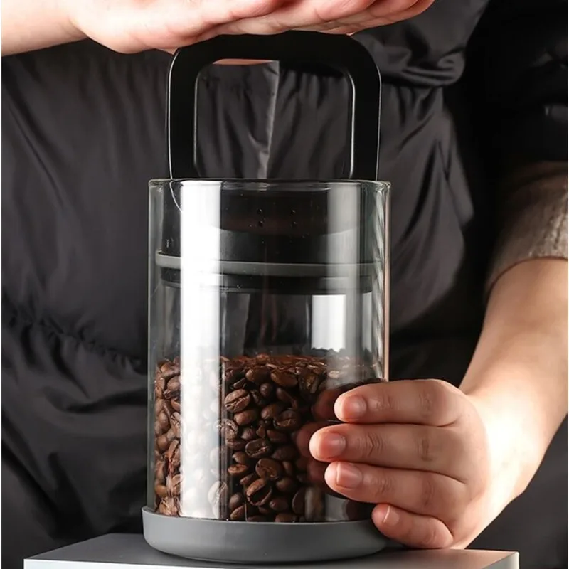 Coffee-Beans-Vacuum-Sealed-Tanks-Kitchen-Food-Storage-Clear-Glass ...