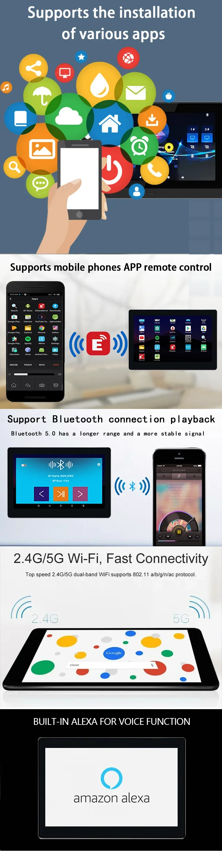 NEW 7 inch Android 11 Smart Home Background Music Panel Stereo Sound ...