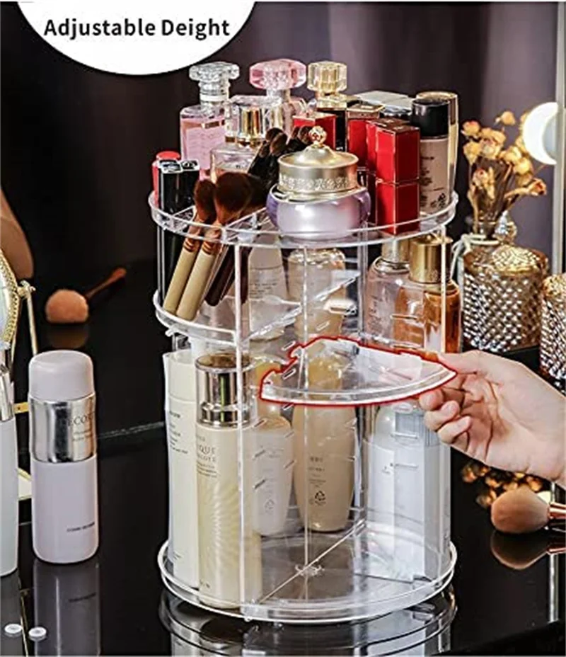360-Rotating-Makeup-Organizer-DIY-Adjustable-Carousel-Spinning-Holder ...