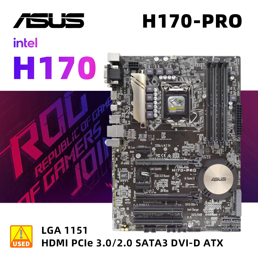 Kit de placa base LGA 1151 ASUS H170 PRO con Core i5 6500 cpu Intel H170, 4 x DDR4, 64GB, VGA ...