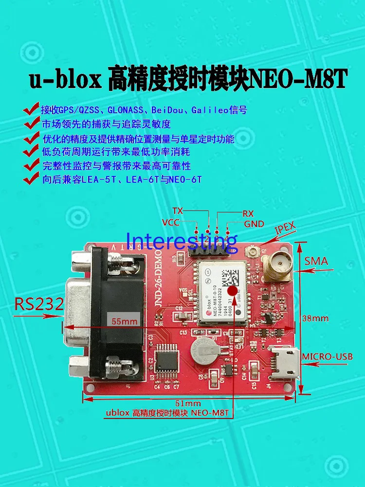 New Beidou GPS/GNSS High Precision Ublox Timing Module NEO-M8T ...