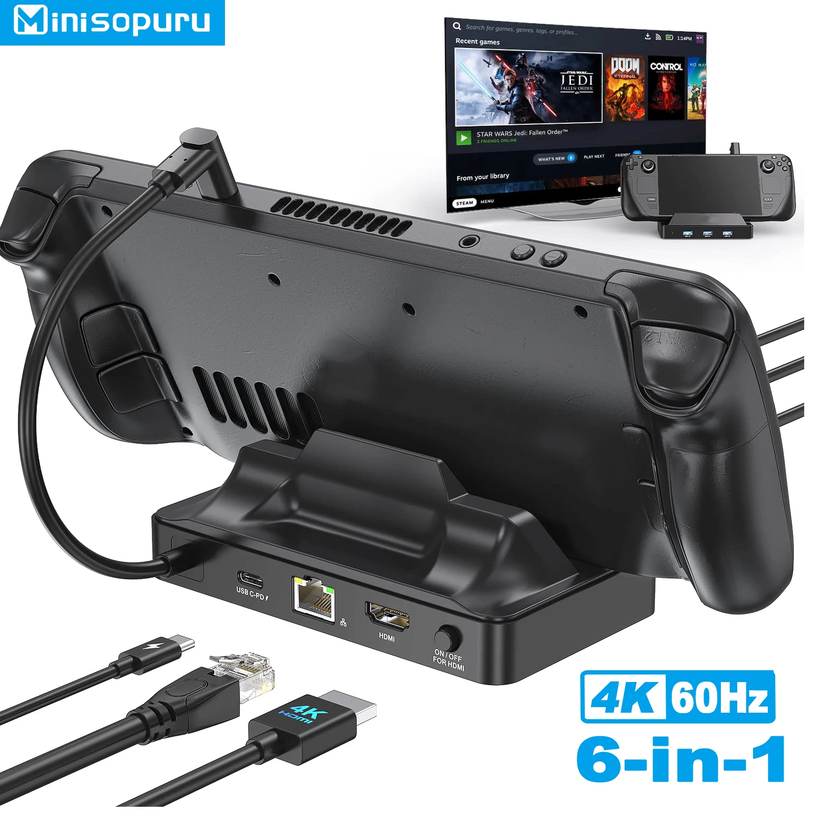 Minisopuru-Docking-Station-6-in1-Steam-Deck-Dock-with-HDMI-RJ45-PD-100W ...