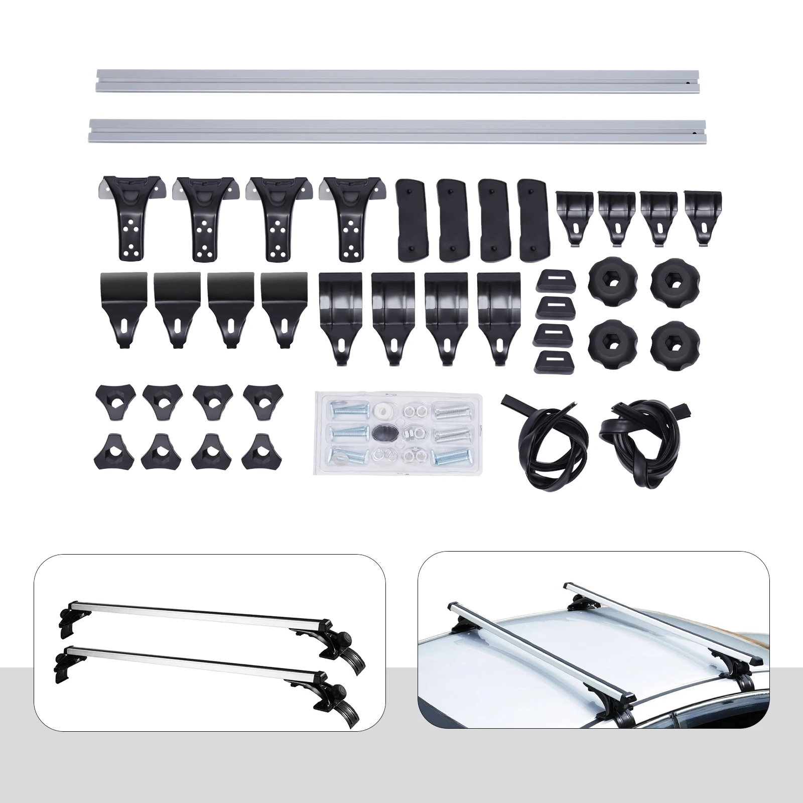 Roof-without-Side-Rails-150lbs-Black-Universal-Cross-Bar-Roof-Rack ...