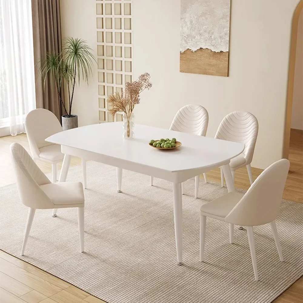 White-Legs-Metal-Dining-Table-Restaurant-Luxury-6-People-Office-Dining ...