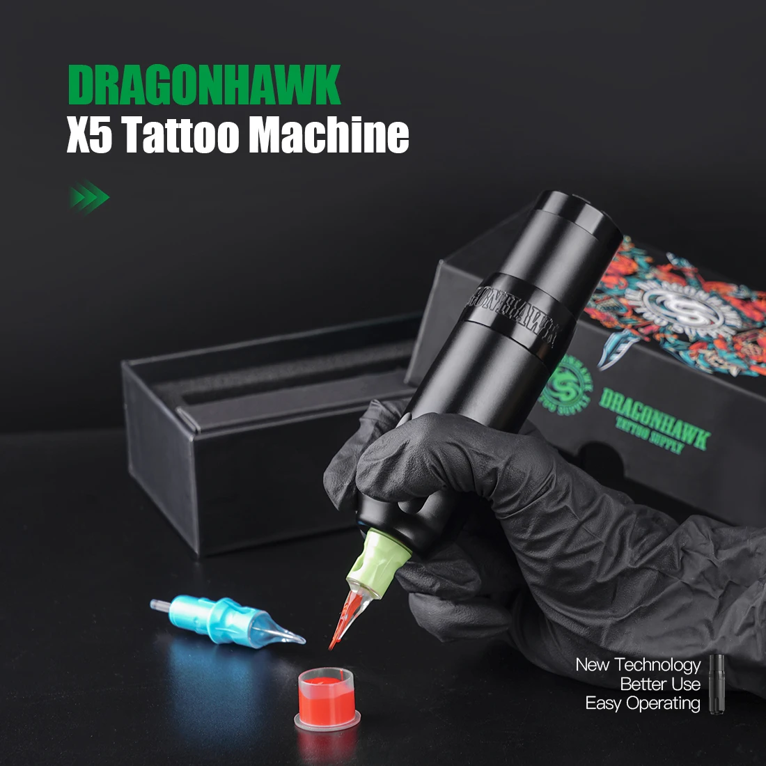 Dragonhawk X5 New 4.0mm Stroke Led Display Wireless Rotary Tattoo Brushless Motor Battery Pen ...