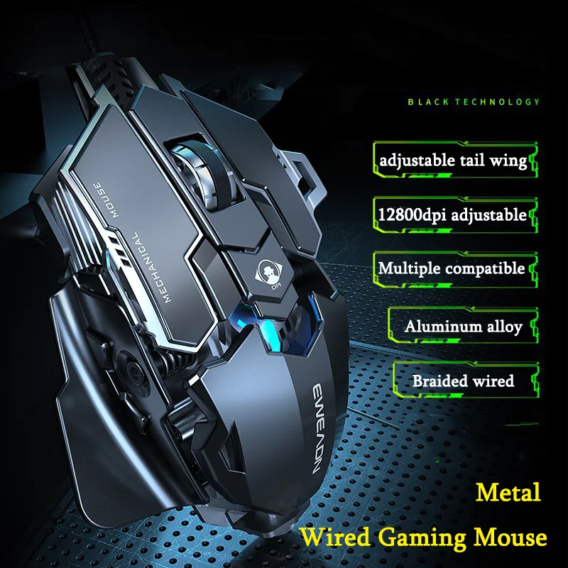 Mechanical-Metal-Gaming-Mouse-Wired-Ergonomic-RGB-Backlit-Game-Mouse ...