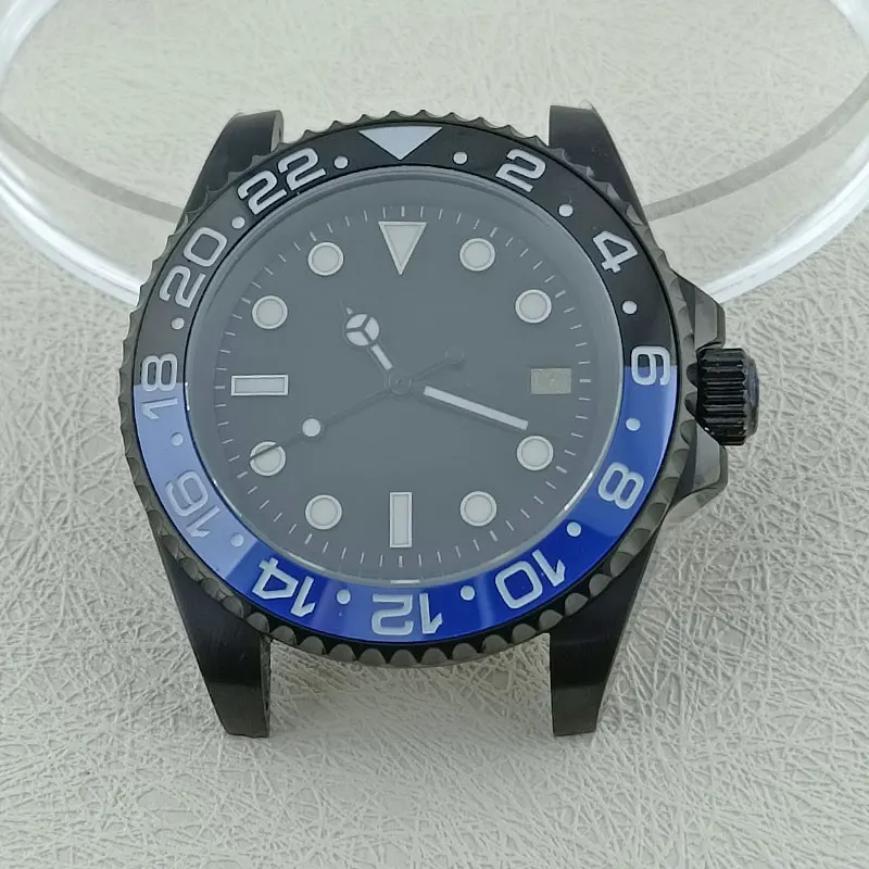 Full Black 40mm Watch Case Fit Nh35 Nh36 Movement Custom Logo Dial ...