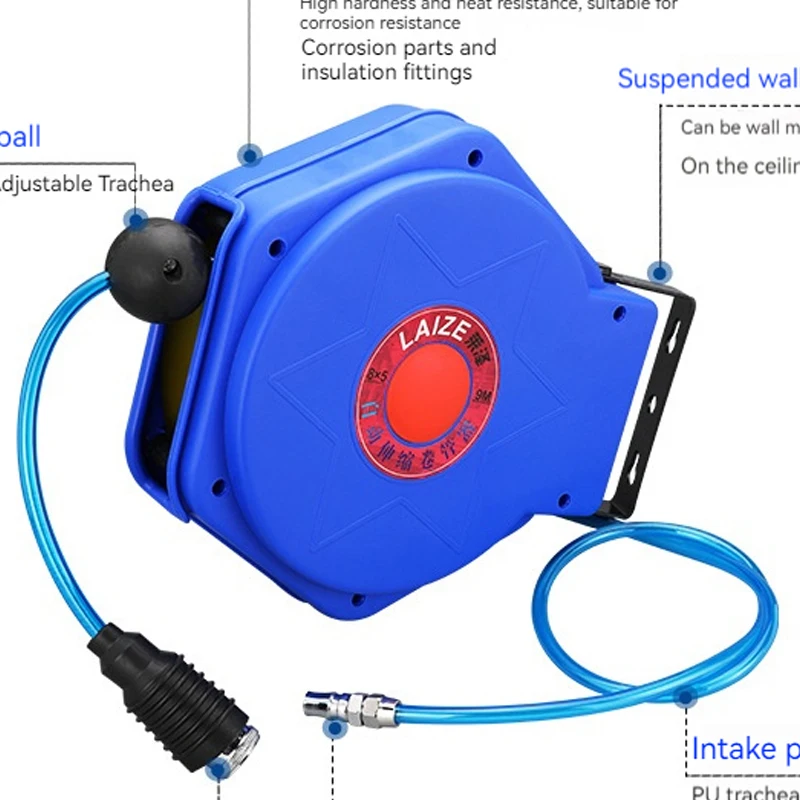 Automotive-Mini-Air-Hose-Reel-Pneumatic-PU-Tube-OD-8MM-ID-5MM-Automatic ...