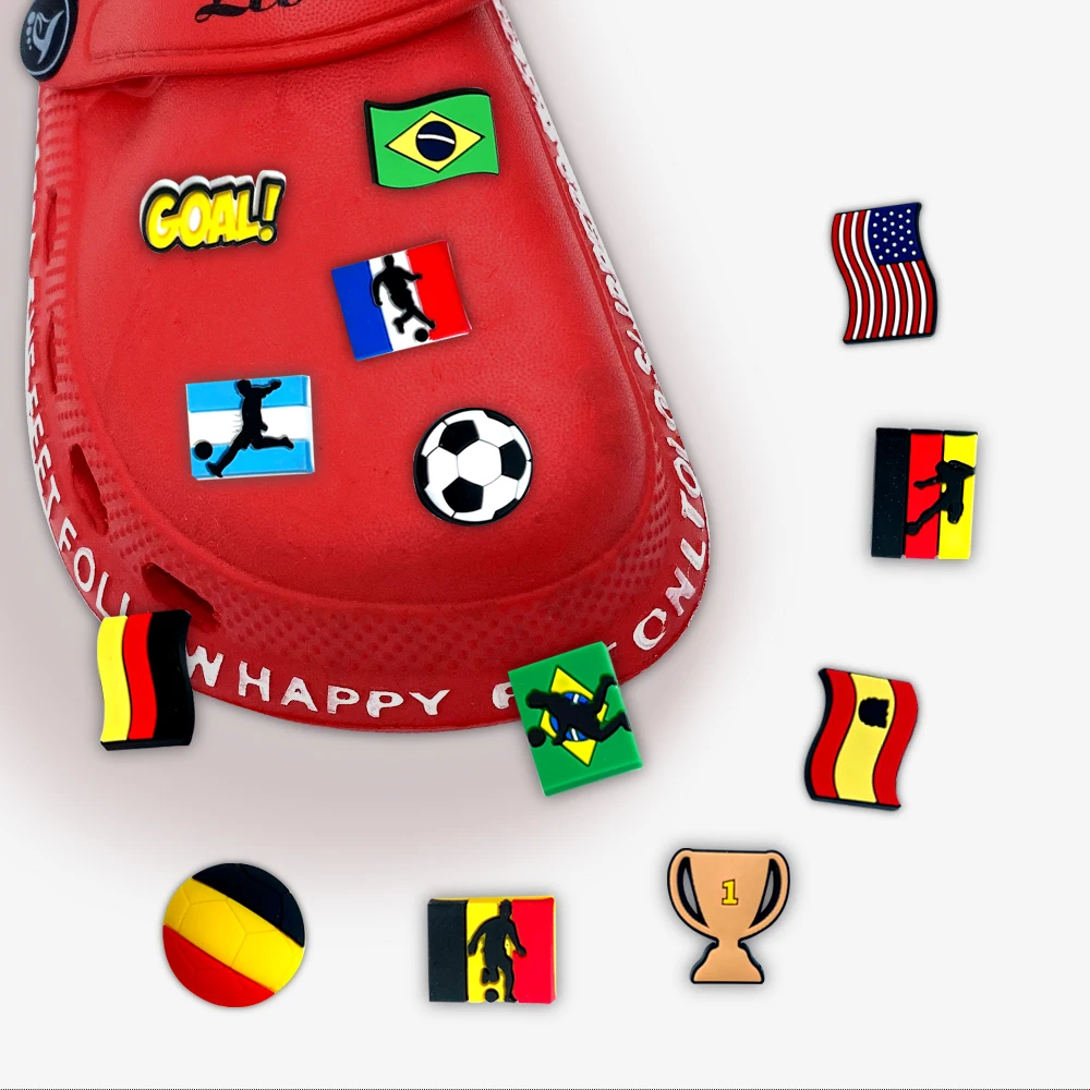 Soccer Shoe Charms National Flag Spain German French Brazil Football ...