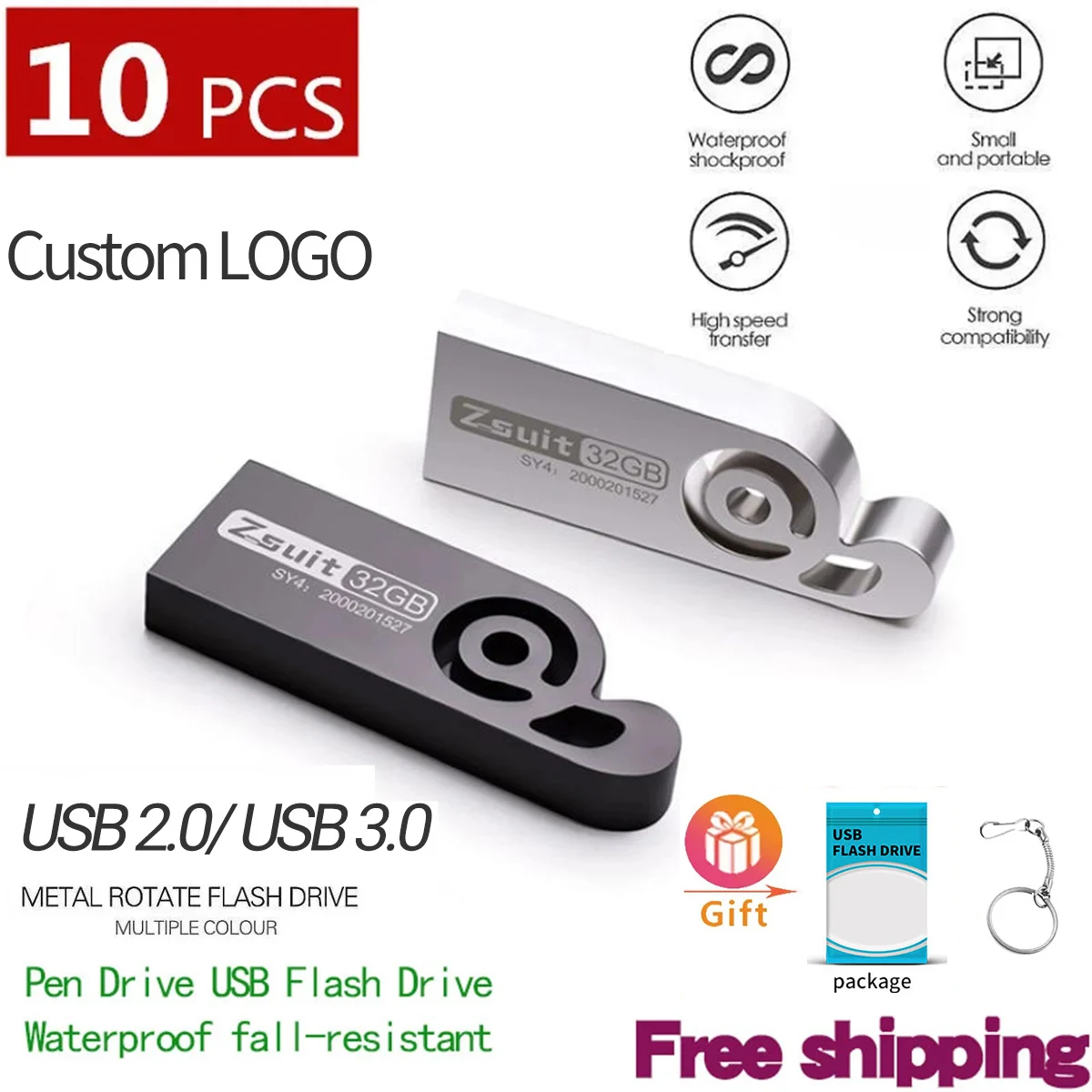 New-10PCS-Lot-Metal-USB-Flash-Drive-Pen-Drives-4GB-16GB-Pendrives-32GB ...