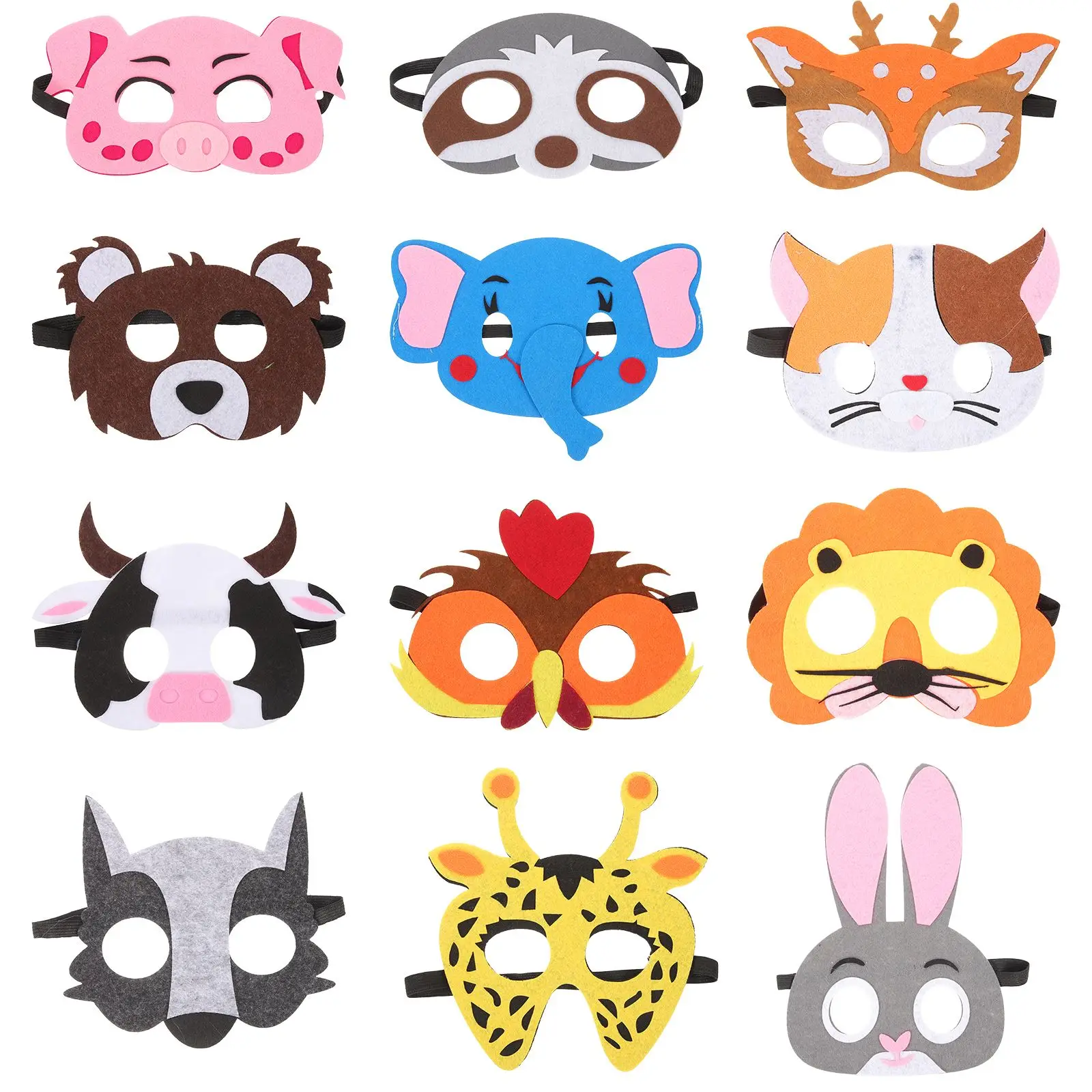 4-5-8-10-12pcs-Felt-Masquerade-Masks-Cartoon-Fox-Owl-Panda-Bear-Kids ...