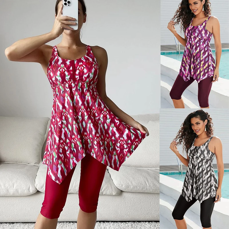 Two-Pieces-Swimsuit-Swimwear-Bather-Bathing-Suit-Beachwear-Swimdress ...