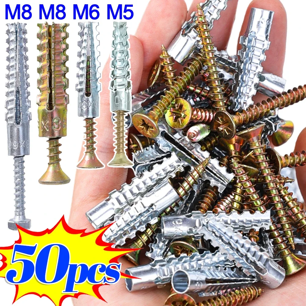 Heavy-Duty-Steel-Wall-Anchor-With-Screws-Kit-Metal-Tube-Expansion-Self ...