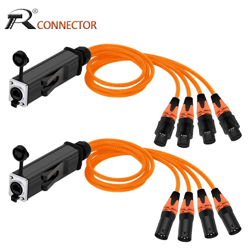 RJ45-CAT5-to-4-Channel-3Pins-XLR-Waterproof-Male-Female-Connector-Multi ...