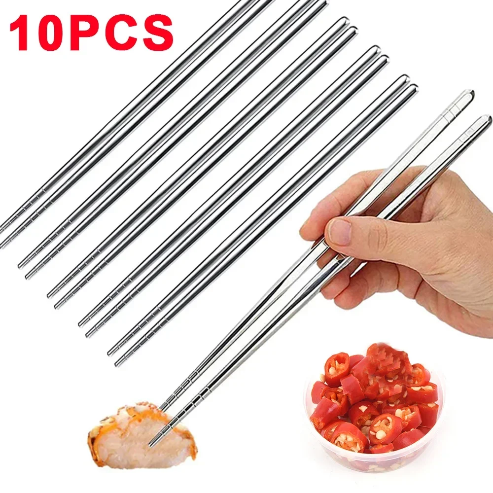 10-2Pcs-Stainless-Steel-Chopsticks-Reusable-Non-slip-Chinese-Chopsticks ...