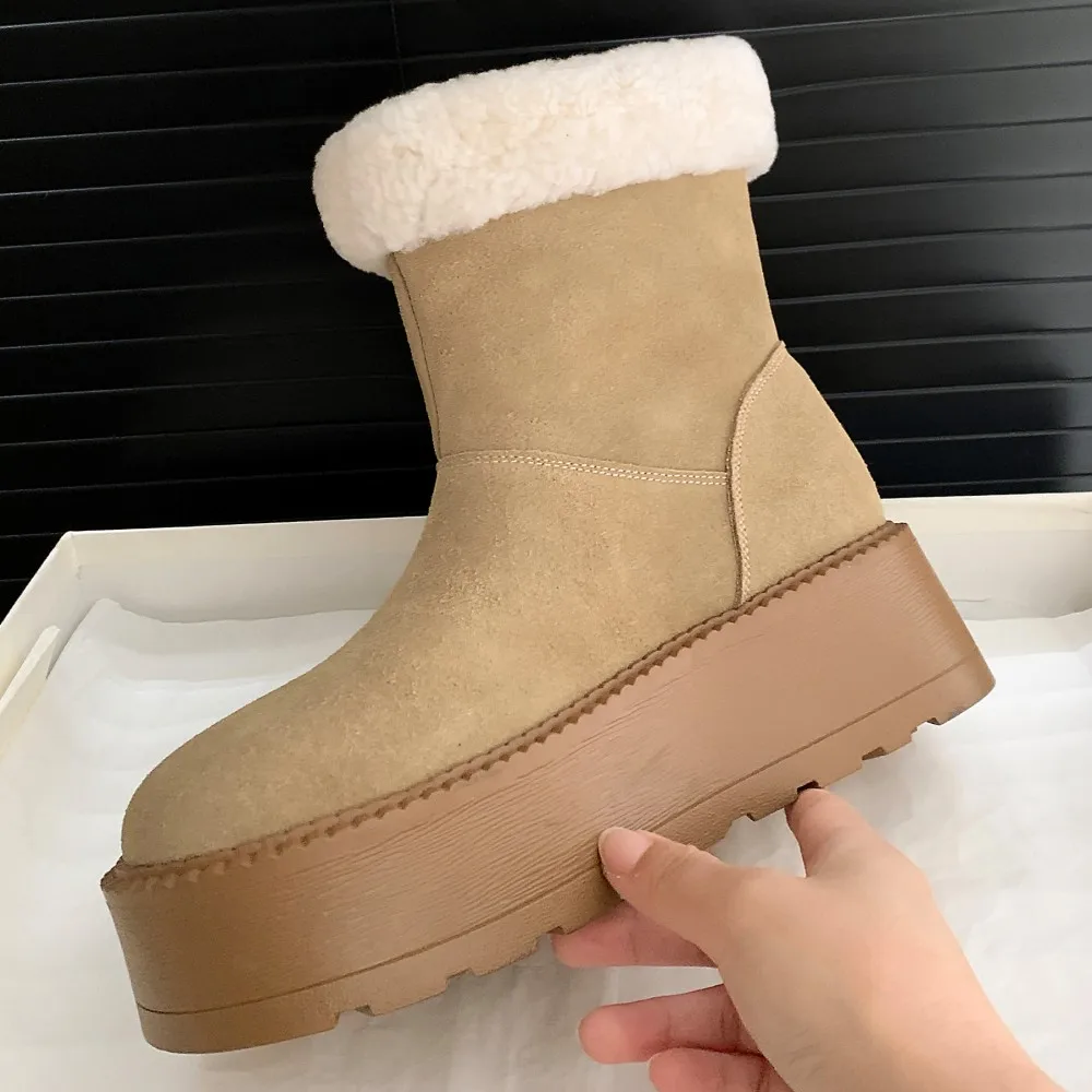 Women-s-natural-suede-leather-thick-sole-platform-flats-winter-snow ...