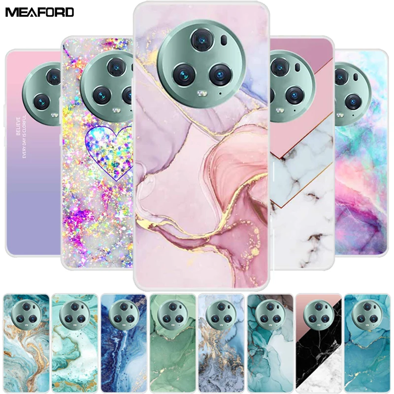 For Honor Magic 5 Pro 5G Case Marble Clear Soft Silicon TPU Cover for ...