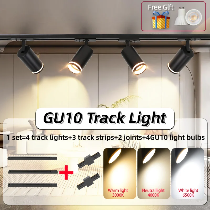 Led-Track-Light-Set-Give-Away-GU10-Bulb-Ceiling-Lamp-110v-220v-Rail ...
