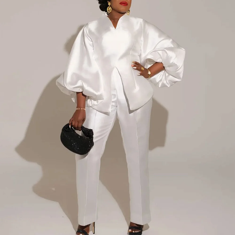 Women-Two-Pieces-Pants-Sets-Outfits-Blouse-Long-Trousers-Fashion-Ladies ...