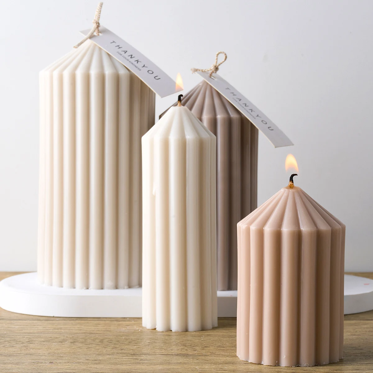 DIY Striped Cylindrical Candle Silicone Mold 3D Church Pointed Aromath ...